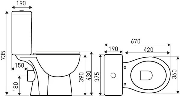 Novoterm WC kombi NV-Niagara Duo ZO se zadním odpadem a SoftClose sedátkem