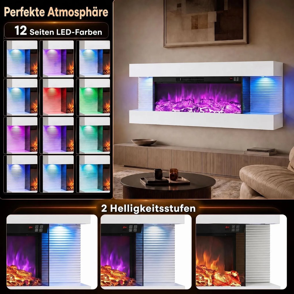 Costway Třístranný elektrický krb 102 cm s LED, bílý