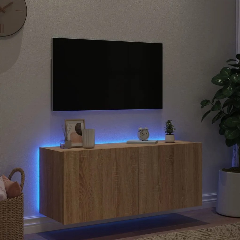 vidaXL Nástěnná TV skříňka s LED osvětlením 100x35x41 cm [837325] Barva: Černá