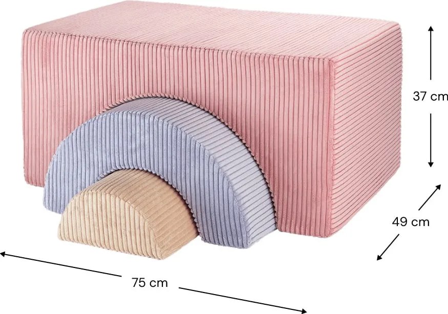 Růžové manšestrové pěnové hřiště 75x49x37 cm Rainbow Montessori – Wigiwama