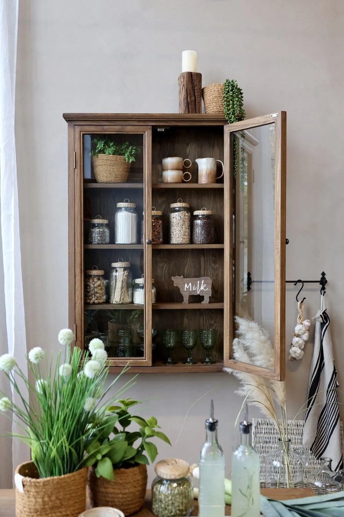 Chic Antique Skleněná dóza Wicker Lid 1,2 l, čirá barva, přírodní barva, sklo