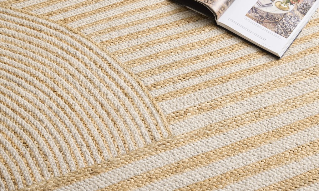 Diamond Carpets India, Ručně vázaný kusový koberec Elka J-52 Natural, 160x230, béžová, chodba / předsíň