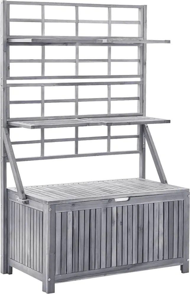 Úložný box s treláží šedý 99x55x160 cm masivní akáciové dřevo 311882