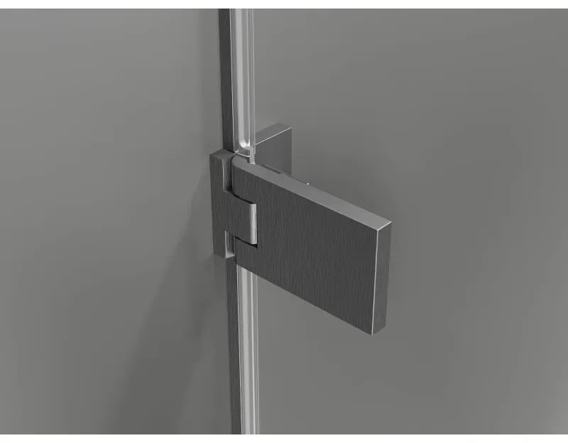 Mexen, Mexen Lunar-F skládací levé sprchové dveře 80 cm, průhledné, pistolově šedá kartáčovaná - 836-080-000-66-00-L