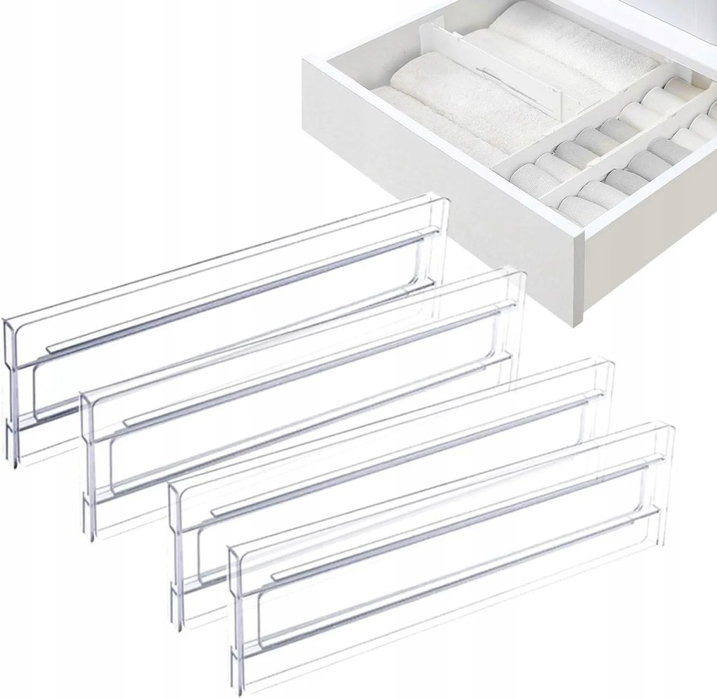 8X Organizér Do Šuplíku Zásuvek Oddělovač Přepážky Nastavitelný 28-52 cm