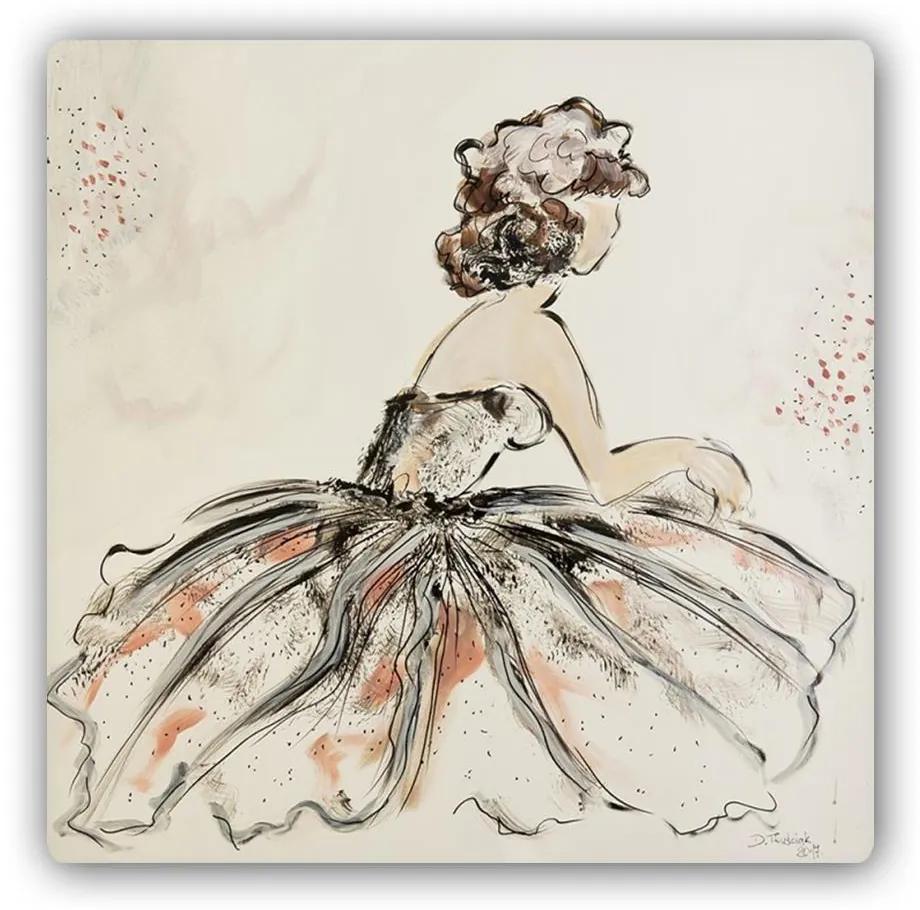 CARO Kovový obraz - A Girl In A Dress 50x50 cm