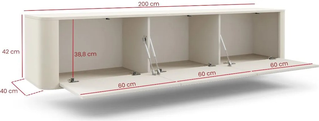 Kašmírová závěsná TV skříňka Trenza 200 cm