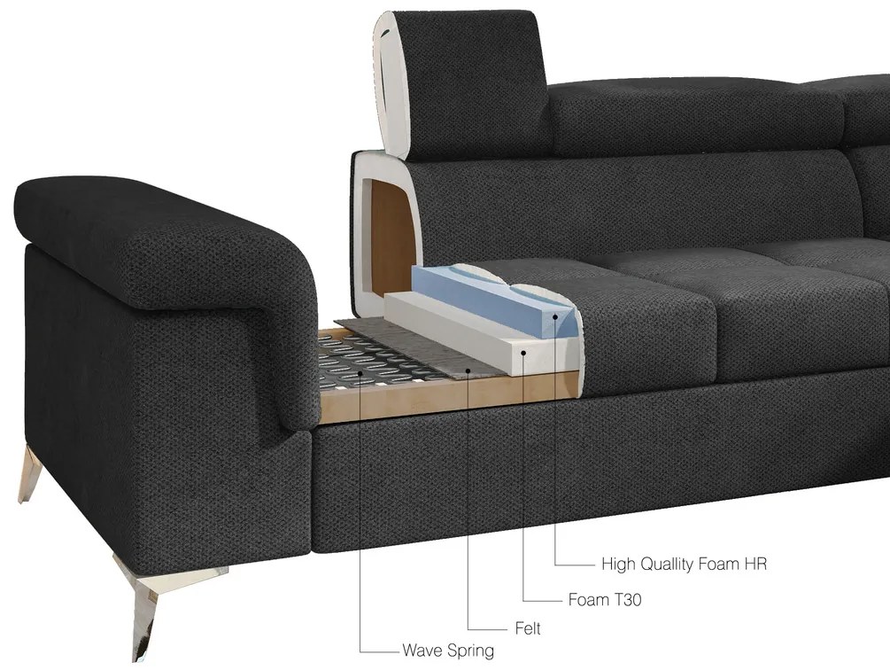 Eltapmeble Rohová rozkládací sedací souprava Eridano - Sawana 05 / Soft 17 (barva potahu) - levá