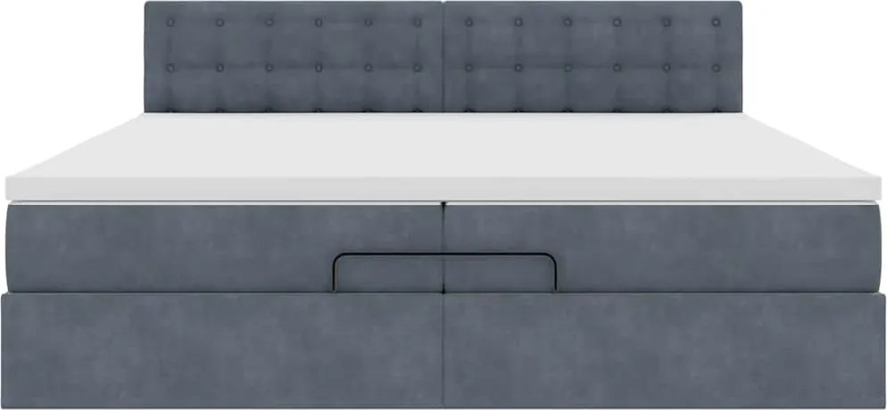 Osmanský rám postele s matrací tmavě šedá 200x200 cm samet 3311940