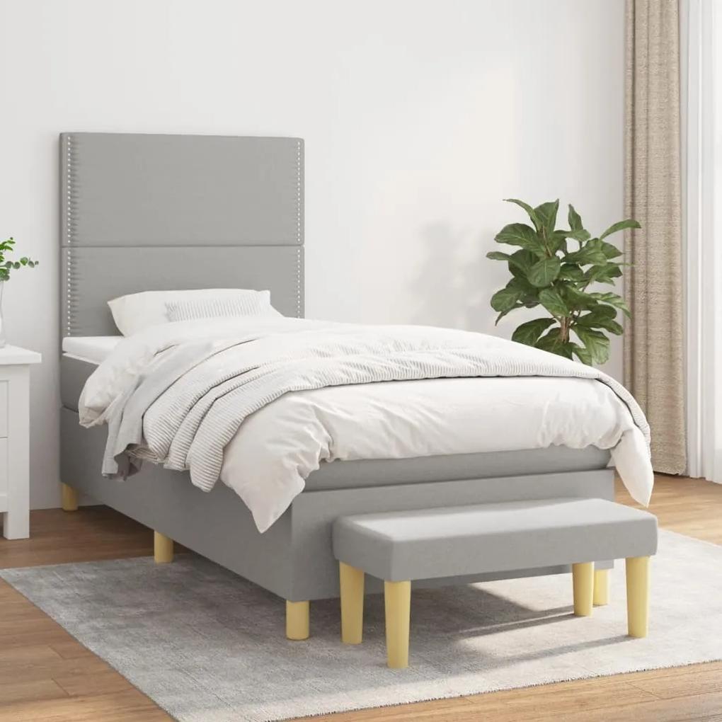 vidaXL Box spring postel s matrací 90x200 cm textil [3137047] Barva: Tmavě šedá