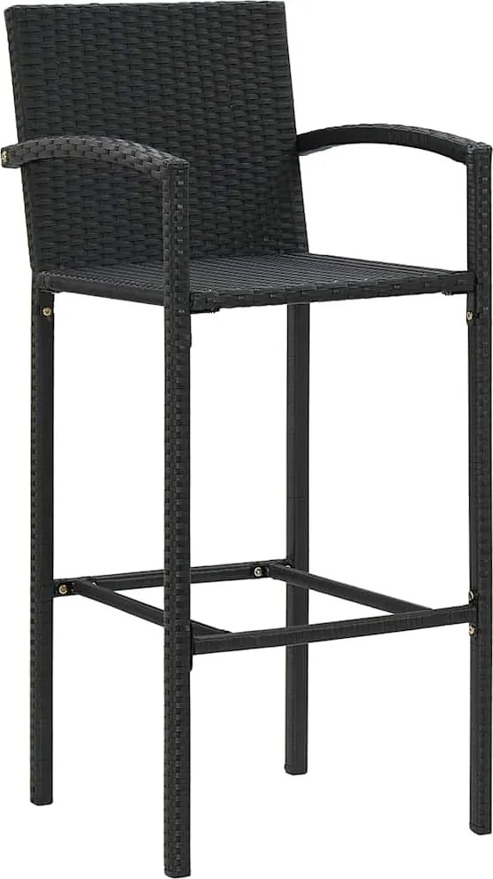 5dílný zahradní barový set černý masivní akácie a polyratan 3295276