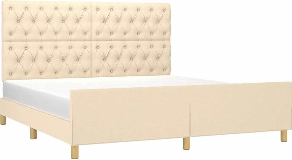 Rám postele bez matrace krémový 160 x 200 cm textil 3125313
