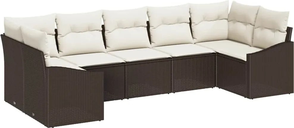 Set pohovek 7 ks Hnědá polyratan 3346868