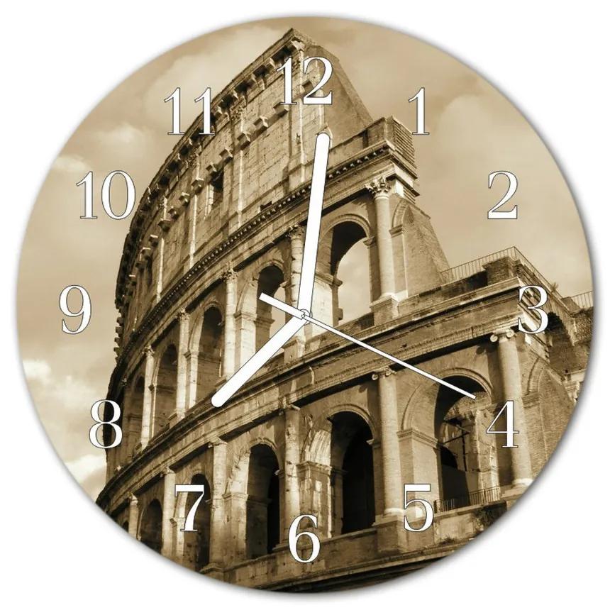 Skleněné hodiny kulaté Koloseum fi 30 cm