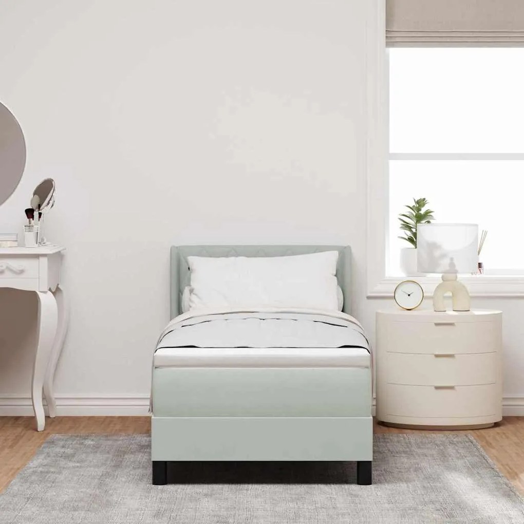 Postel s boxspringem s čelo Světle šedá 200 x 80 cm samet 3341384