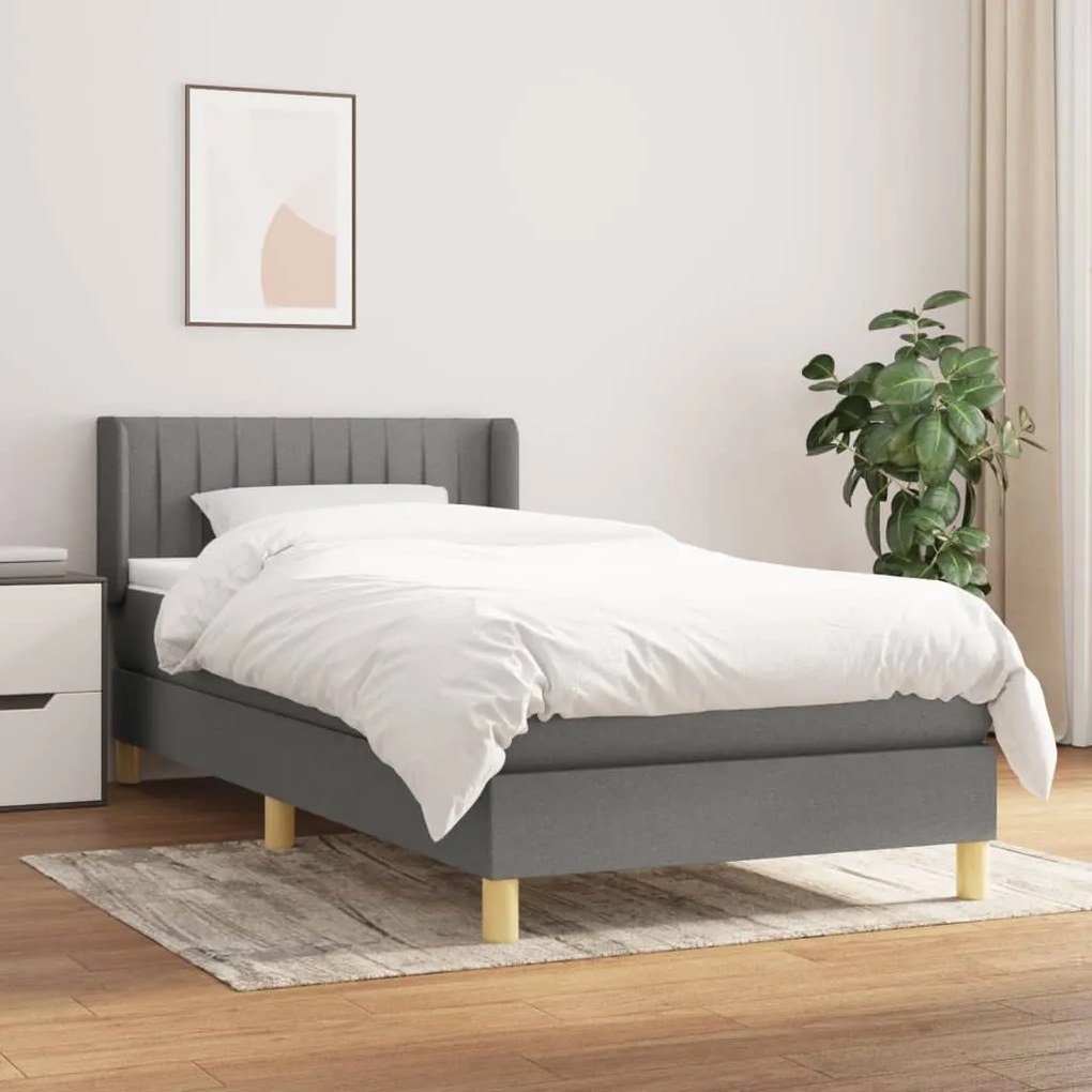 Box spring postel s matrací tmavě šedá 90x200 cm textil,  3130402