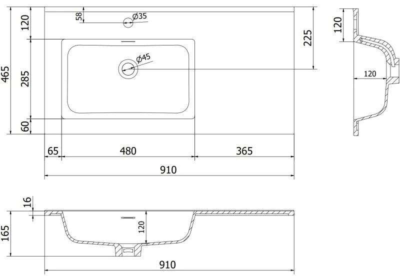 Mexen Orio, koupelnová skříňka 90 cm s umyvadlem Otis levá, 1S, 1D, bílá lesklá, 91A13-09047-3-BBFF00-W18L00