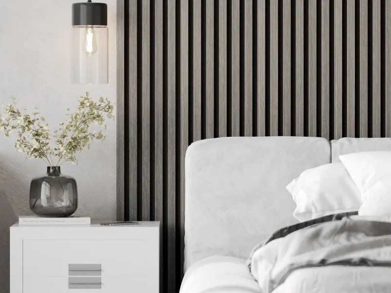 Mexen Lam-F, akustické stěnové lamely 275 × 30 cm, plstěný podklad 8 mm, technická dýha, dub stříbřitý, S105-275307-3015-007