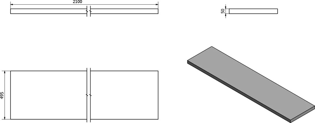 Sapho AVICE 210 x 50 cm deska cement AV217