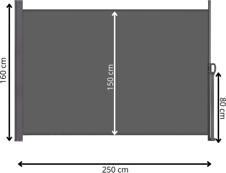 Boční výsuvná markýza 250x160 cm SPRINGOS AW0001 antracitová