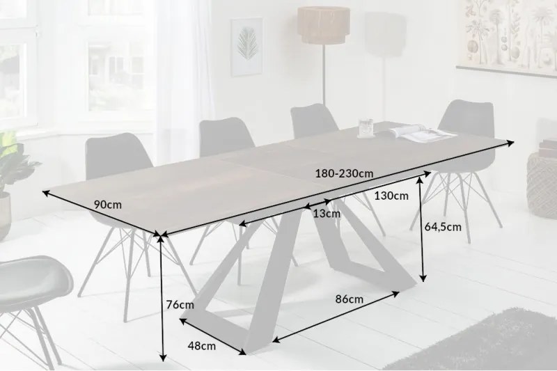 Jídelní stůl Concord 180-230cm vzhled keramický dub / 40647