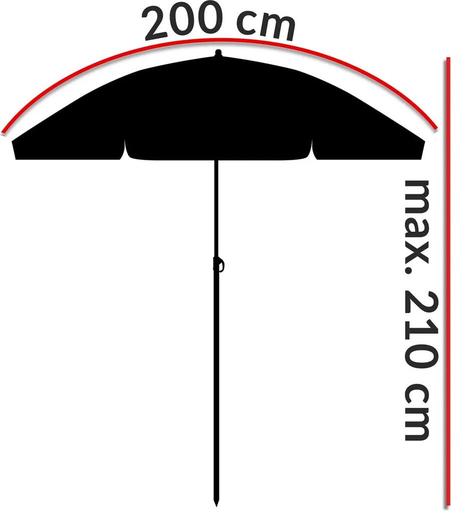 Plážový slunečník Cyprusa 200 cm červený