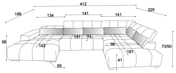 Rohová sedací souprava s opěrkami hlavy do U TROPEA hnědá