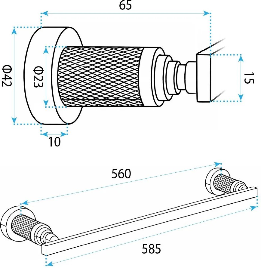 Rea Rivo, koupelnový věšák na ručník 60 cm, 81301, zlatá matná, REA-98057