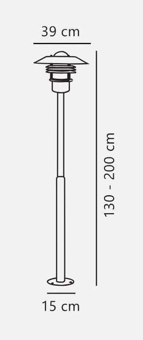Pozinkovaná zahradní lampa Vejers 2m pro žárovku E27 200cm  - Nordlux