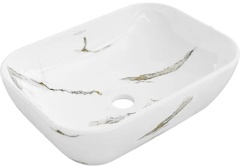 Mexen Rita, umyvadlo na desku 455x325x135 mm, bílá-imitace bílého kamene, 21084581