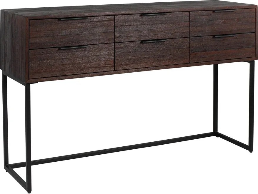 Tmavě hnědý konzolový stolek z teakového dřeva 35x135 cm Webster – White Label