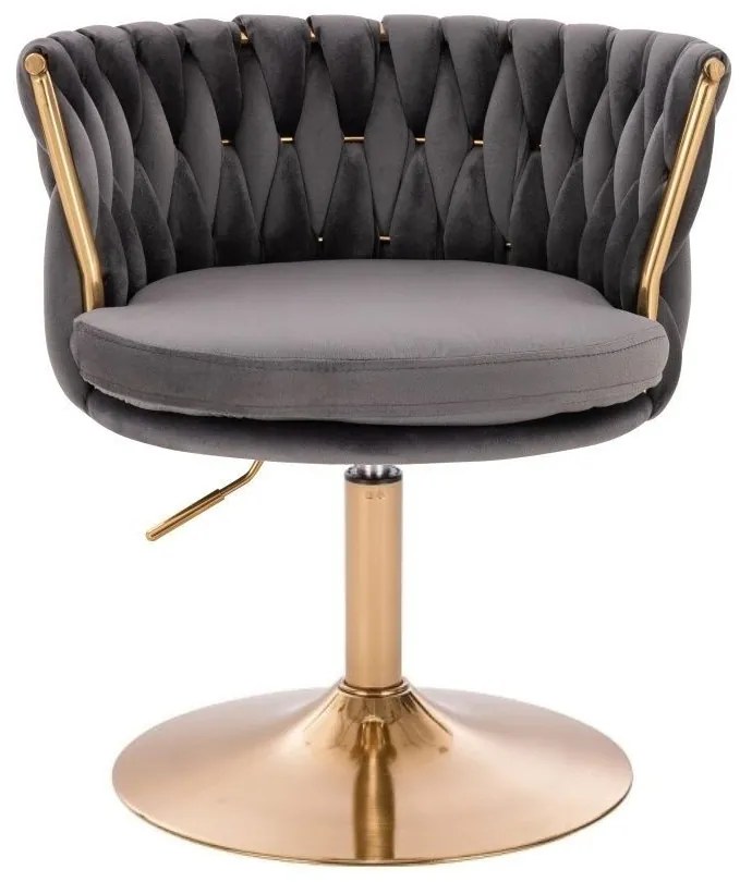LuxuryForm DESIGN Otočná židle LYON VELUR na zlatém talíři - tmavě šedá
