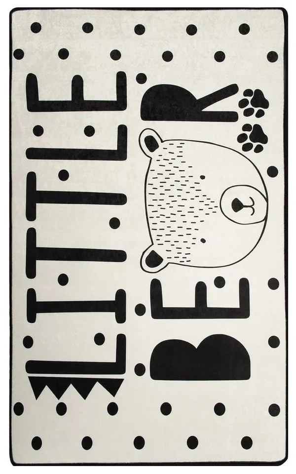 Černo-bílý dětský protiskluzový koberec Conceptum Hypnose Little Bear, 100 x 160 cm Biano.cz
