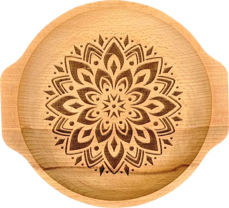 AMADEA Dřevěná miska mandala, masivní dřevo, 24 cm