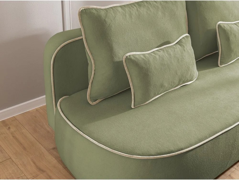 Khaki/béžová sametová rozkládací/s úložným prostorem pohovka 210 cm Saga – Ropez