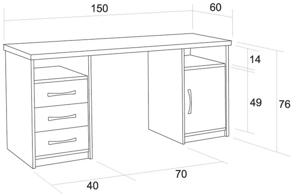 BRADOP Psací stůl JAMES UNIVERZÁLNÍ C065