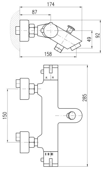RAV Slezák TRM54.5CMAT - Termostatická vanová baterie TERMO matná černá