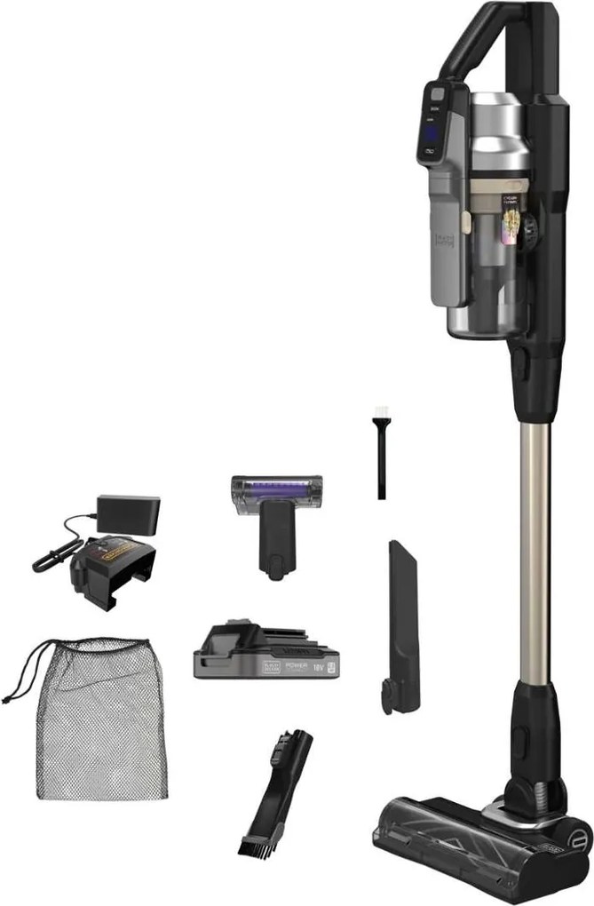 BLACK+DECKER - 18V AKU vysavač, s příslušenstvím, 1x aku 2,0 Ah, nabíjecí stanice BSV525BLP-QW