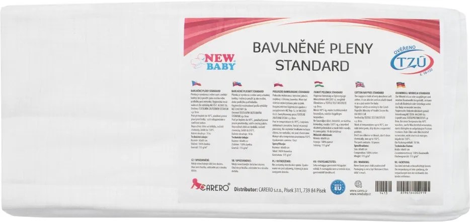 Bavlněné pleny NEW BABY 60x80 cm STANDARD 10 ks