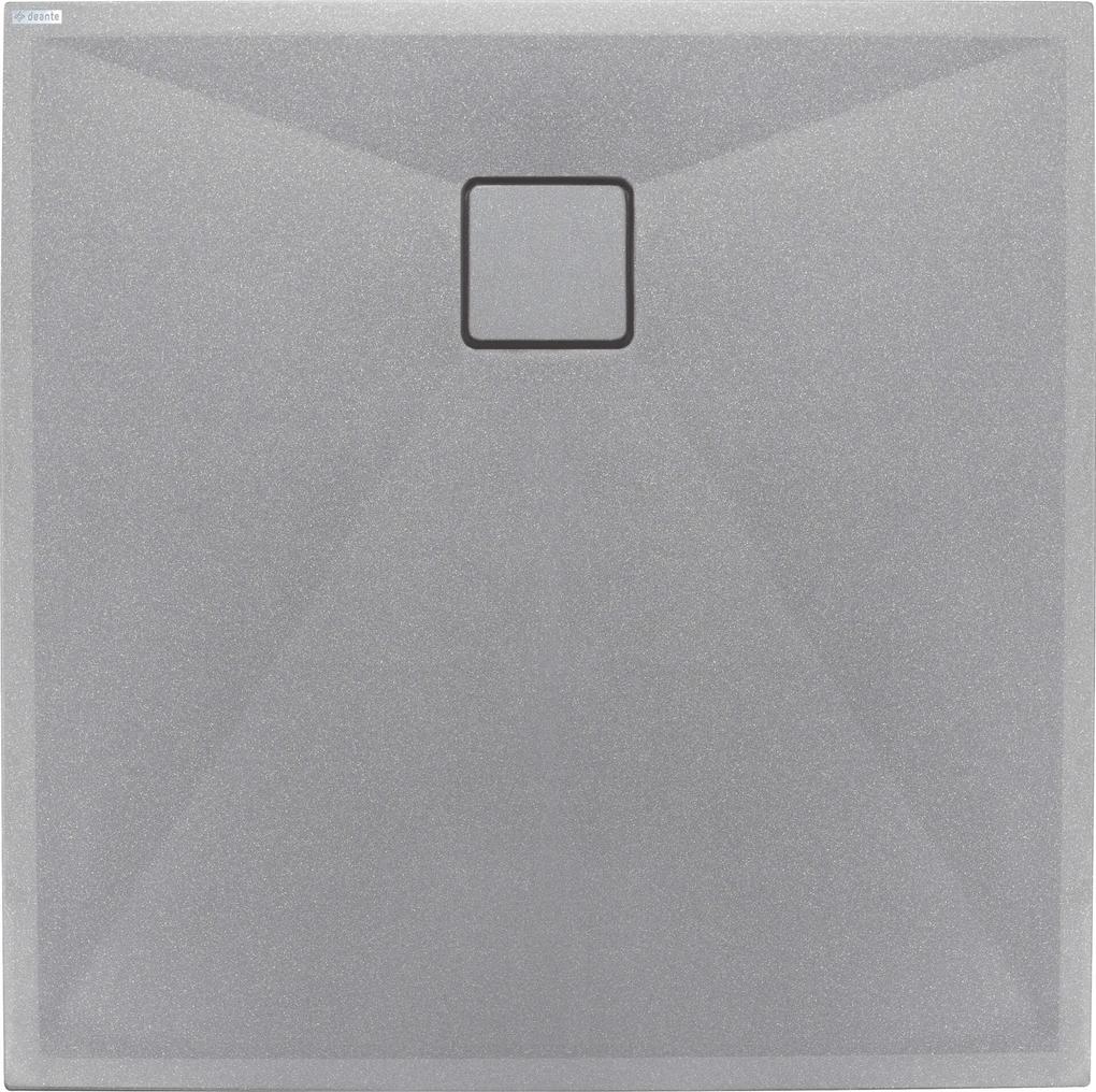 Deante Sprchová čtvercová vanička Correo 80x80 cm, granit, šedá metalic - KQR S42B