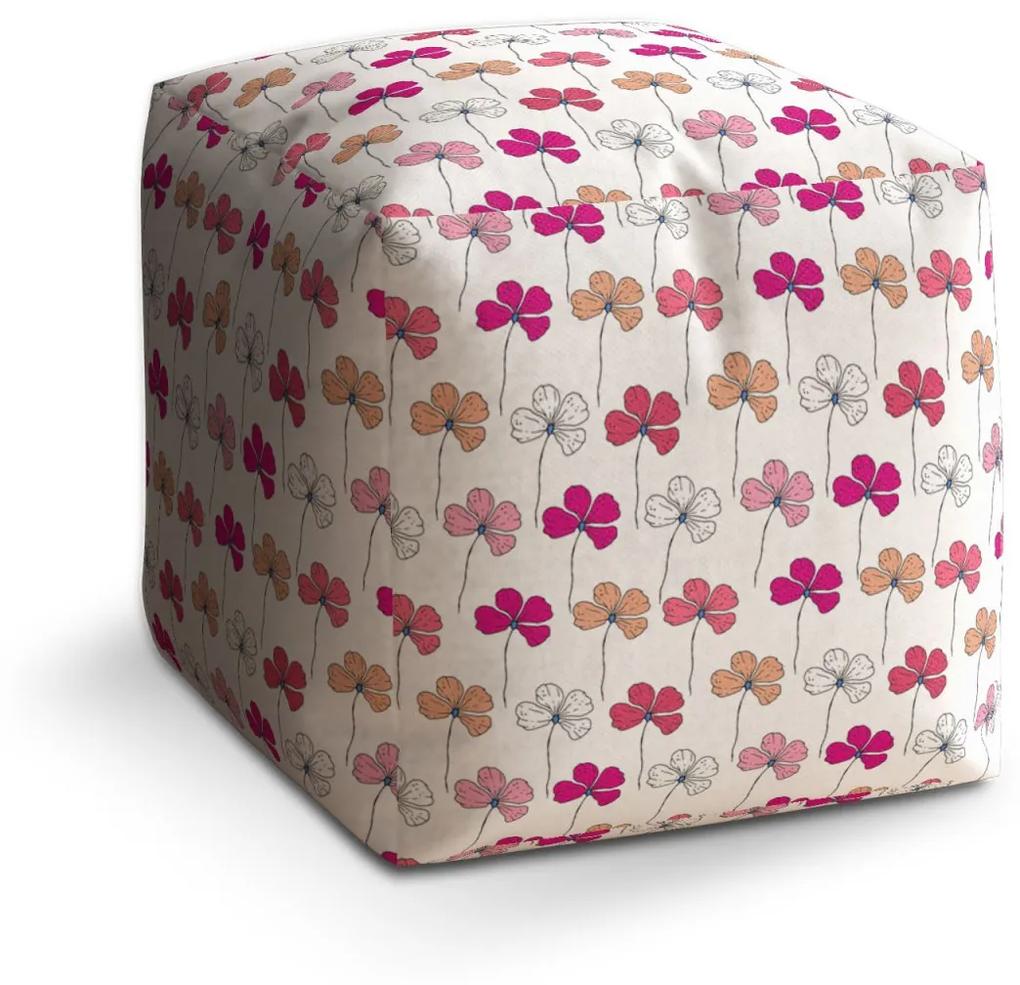 Sablio Taburet Cube Růžové kvítí: 40x40x40 cm