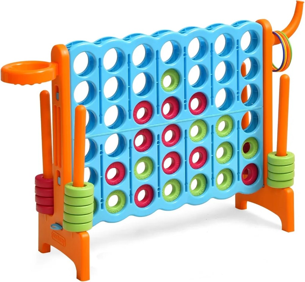 Costway Large Match 4 Jumbo Match 4 Set Modrá + – 84 × 33 × 79 cm, pomerančový