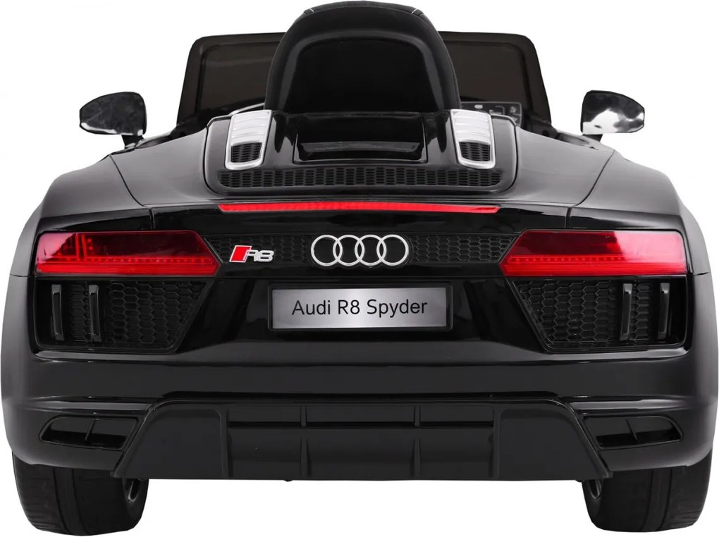 Ramiz Elektrické autíčko Audi R8 Spyder pro děti černé + dálkové ovládání + EVA + pomalý start + rádio MP3 + LED