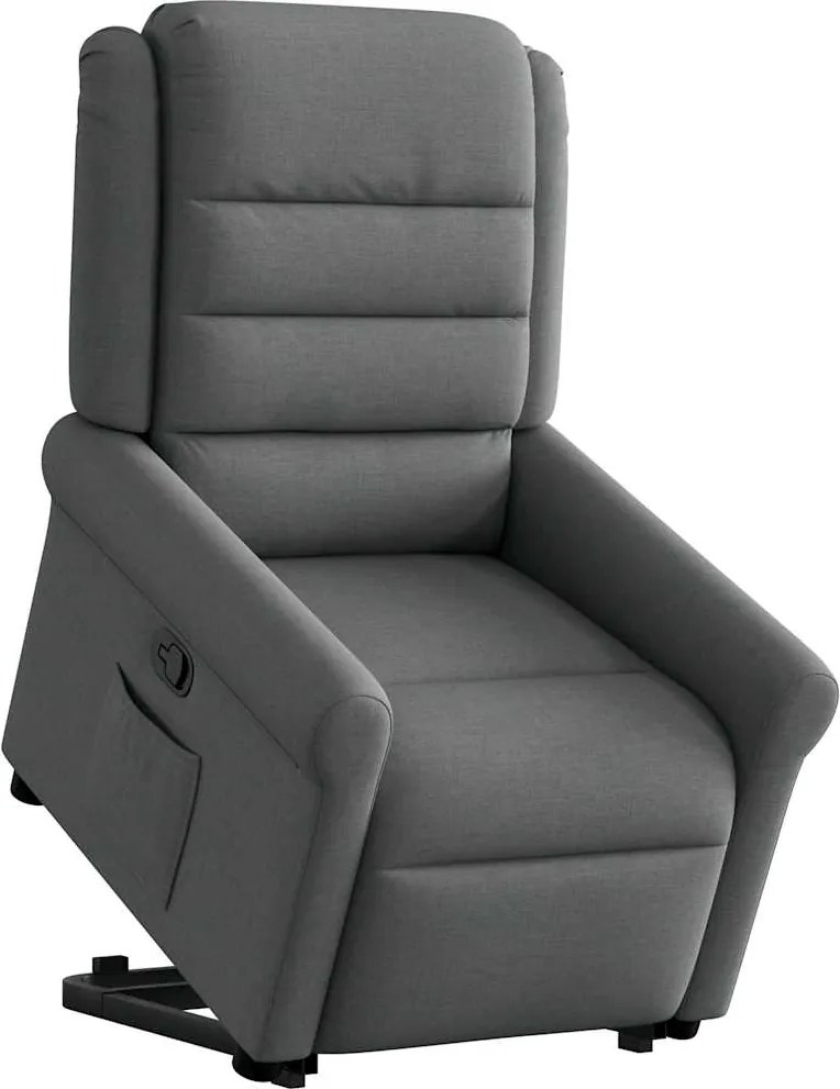 Zvedací polohovací křeslo tmavě šedé textil 3303315