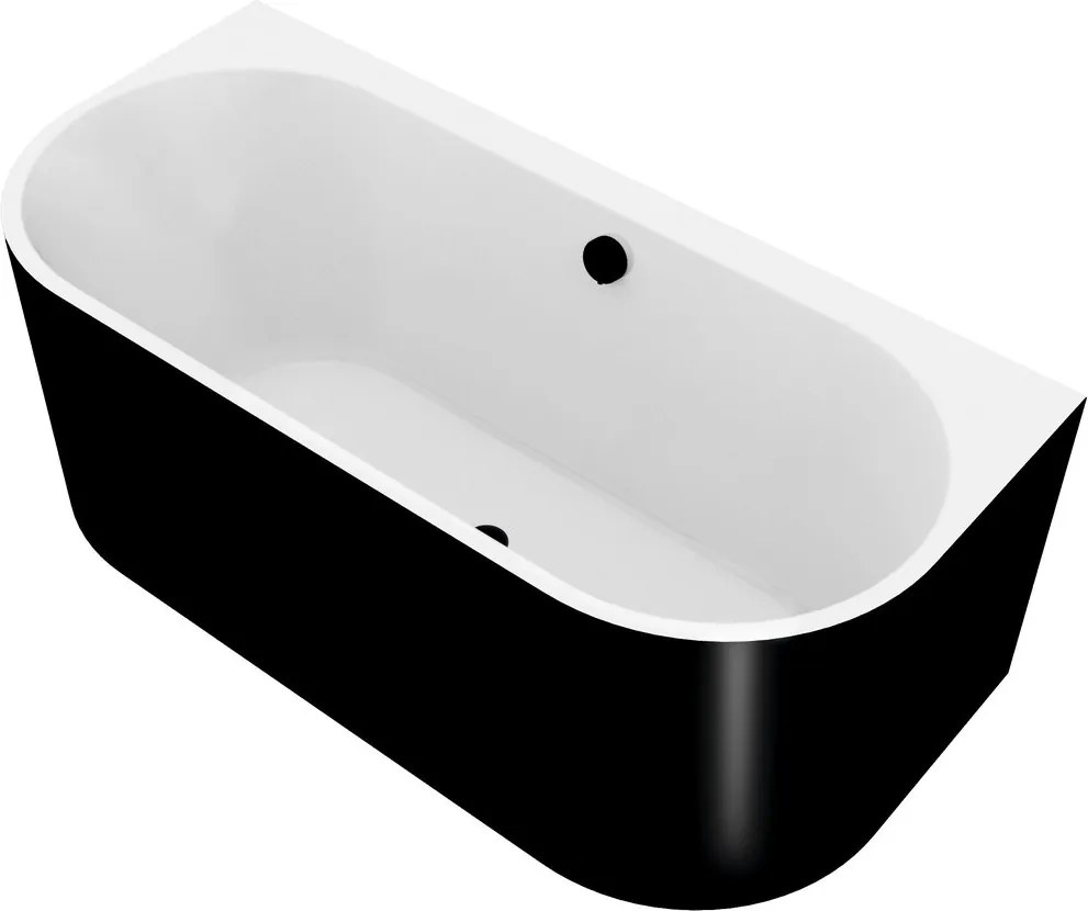 Polysan ASTRA DL MONOLITH asymetrická vana 160 x 75 x 60 cm levá akrylát bílá/černá 33611MDLB