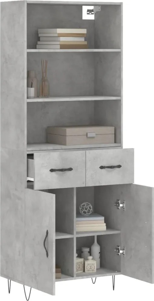 Skříň highboard betonově šedá 69,5x34x180 cm kompozitní dřevo 3200549