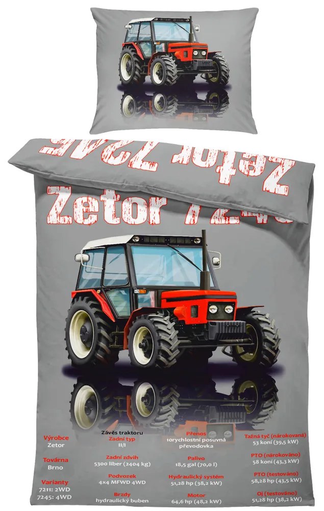 Povlečení Zetor 7245 (Rozměr : 1x140/220 + 1x90/70)