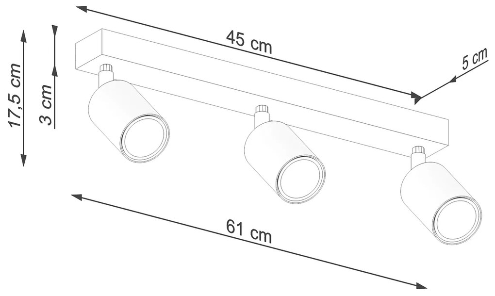 Sollux Lighting Stropní svítidlo VERDO 3L Černá