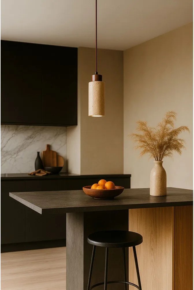 Béžové závěsné svítidlo s kamenným stínidlem ø 6,5 cm Selma – Opviq lights