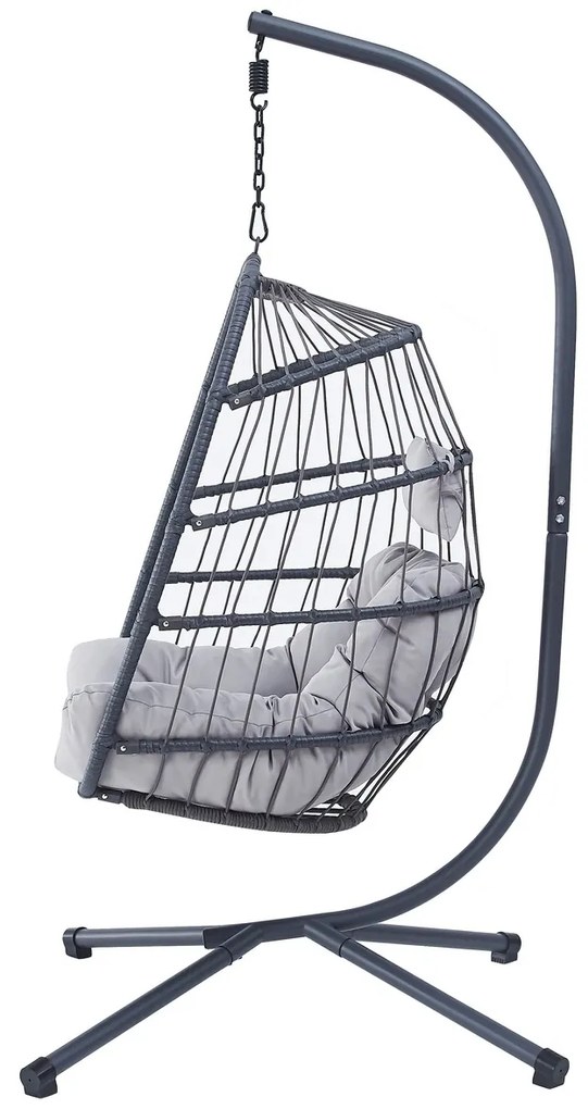 Autronic Závěsné křeslo, kov, polyratan, šedá, AZ-V1269 GREY
